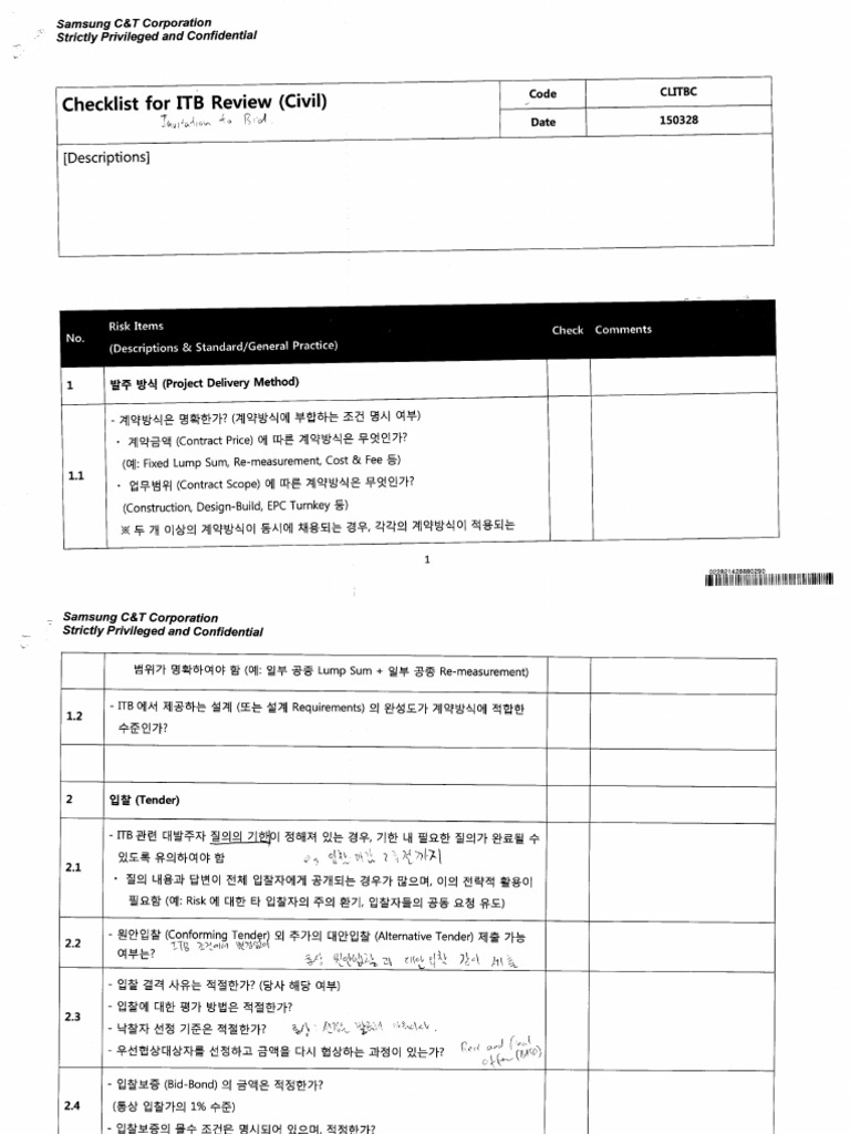 05 Checklist For ITB Review (Civil) | PDF