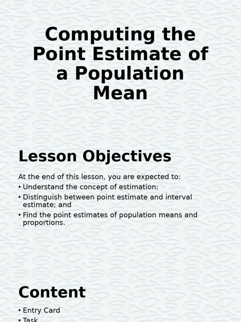 Ppt09. Computing The Point Estimate of A Population Mean | PDF ...