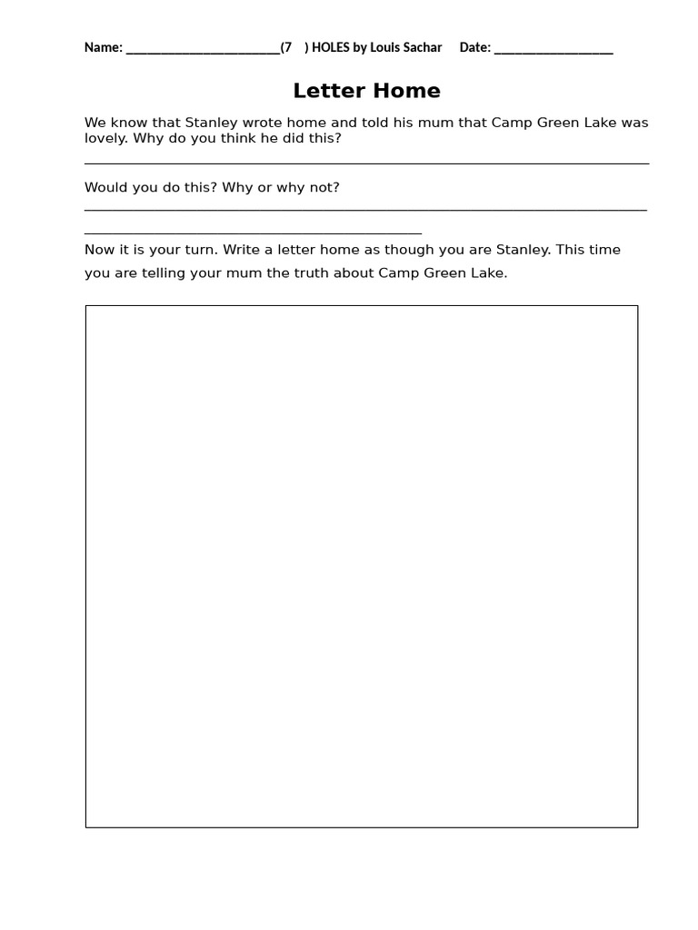 Holes - Letter Home | PDF