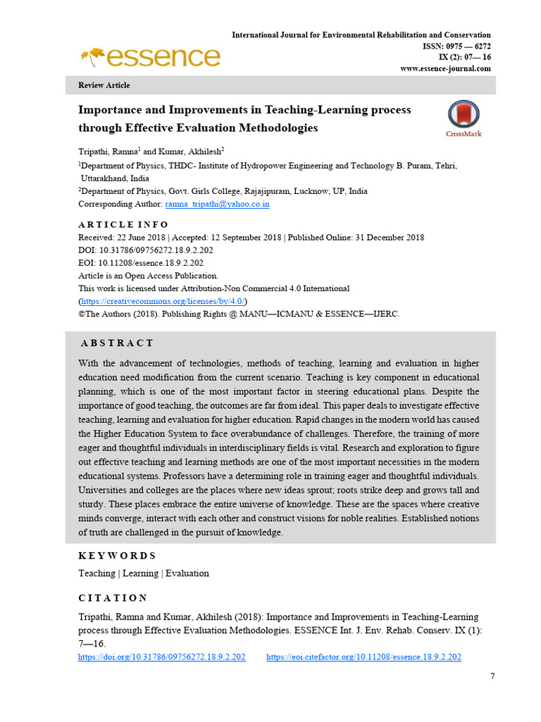 Enhancing Teaching-Learning via Evaluation | PDF | Teachers | Learning