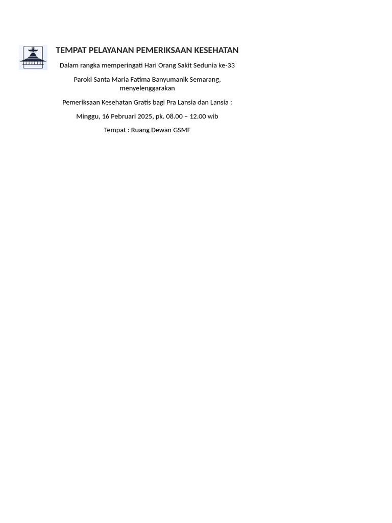 TEMPAT PELAYANAN PEMERIKSAAN KESEHATAN | PDF