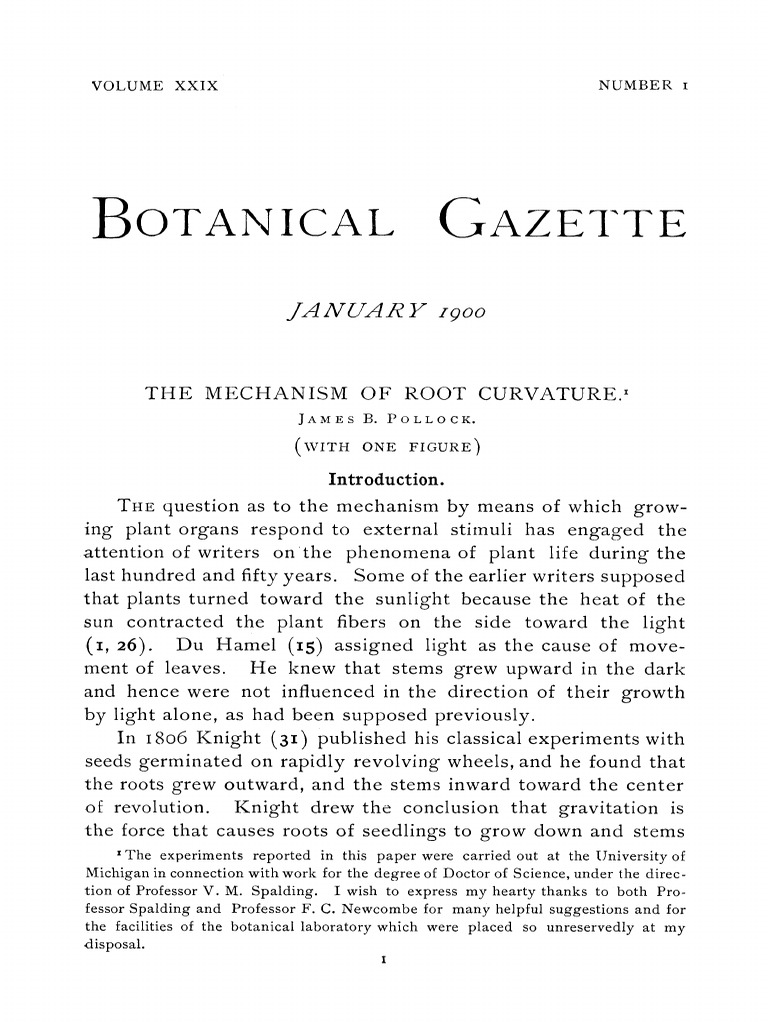 THE MECHANISM OF ROOT CURVATURE. | PDF | Plant Stem | Root