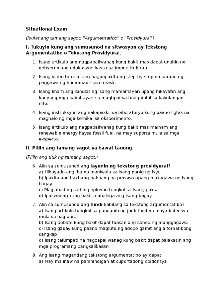 Situational Exam | PDF