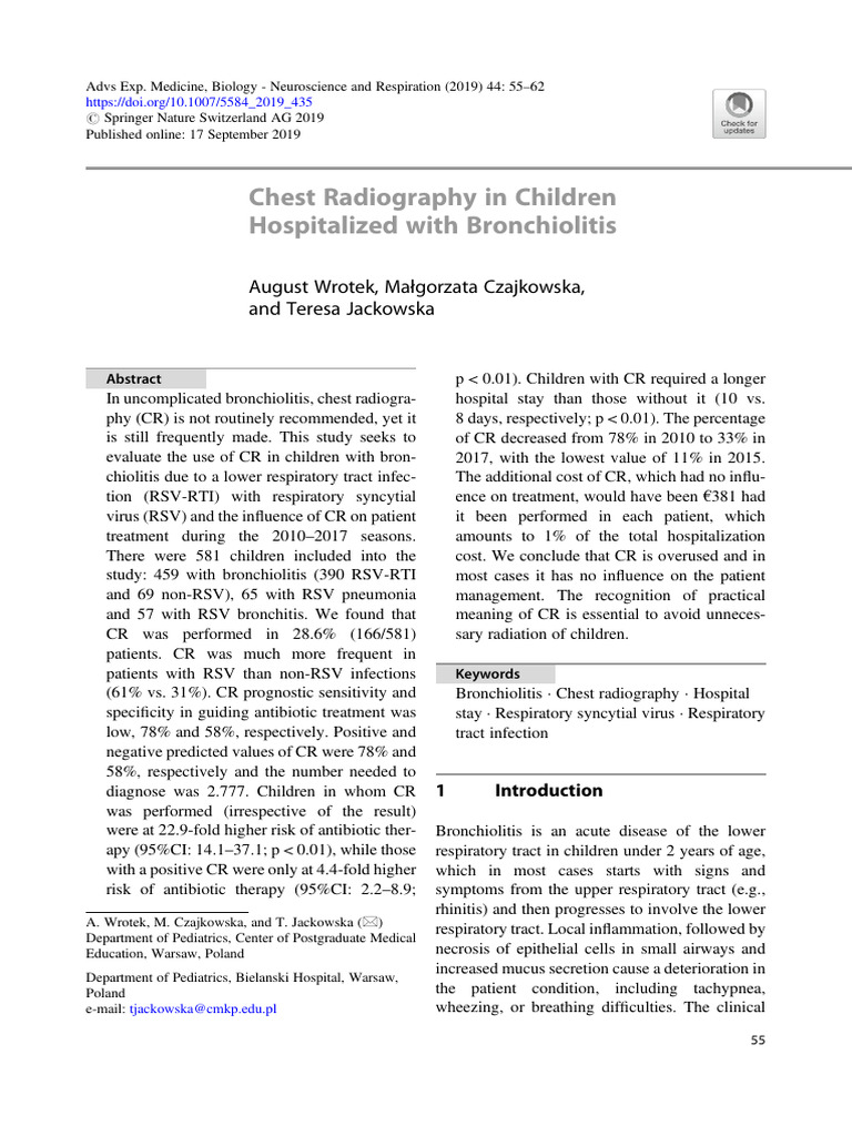 Pediatric Chest X-Ray Overuse | PDF
