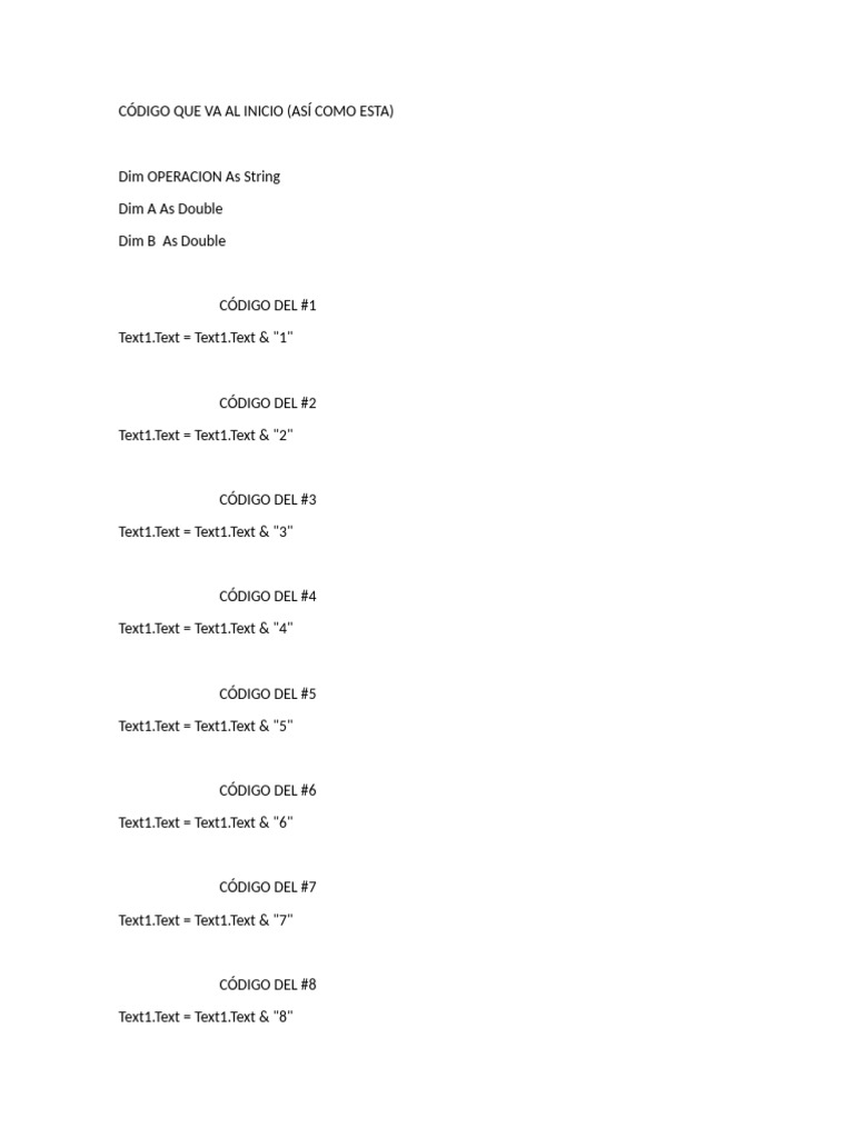Codigos Calculadora VB | PDF