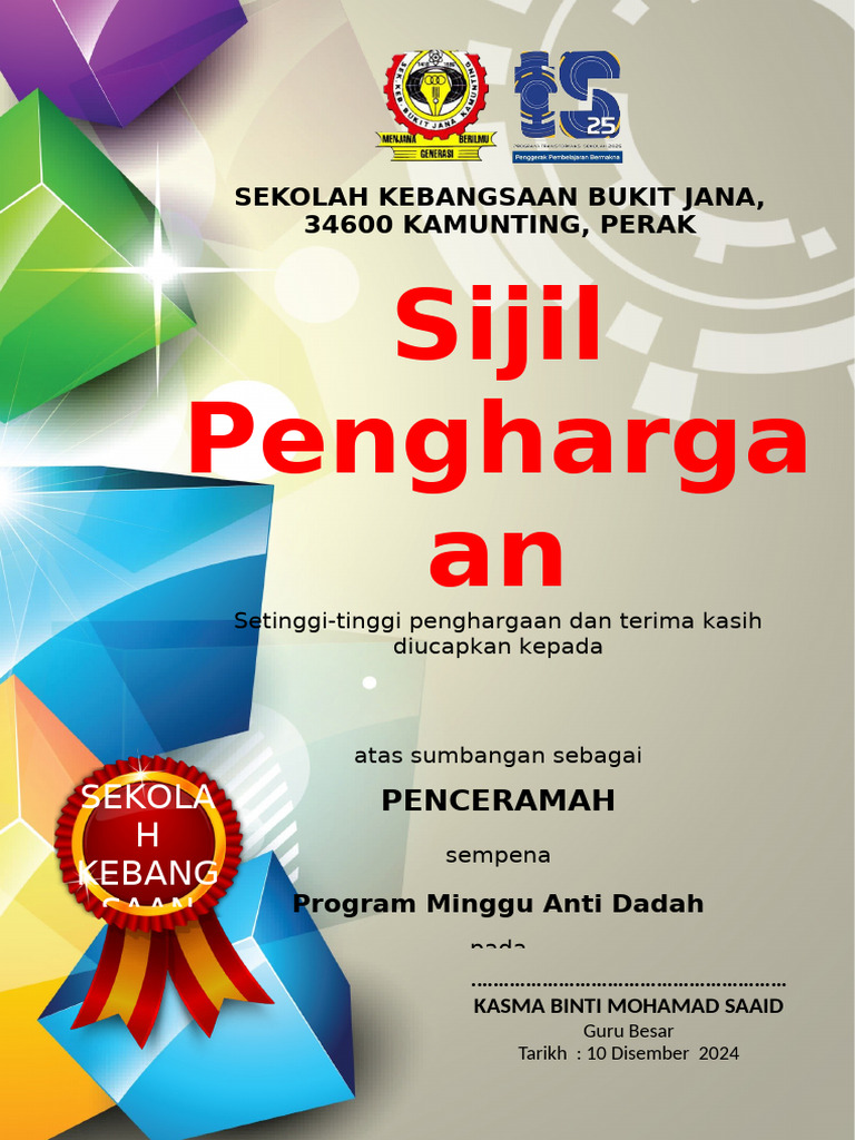 Sijil Penghargaan Penceramah Maulud 2024 | PDF