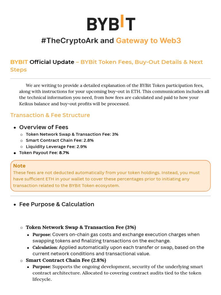 BYBIT Official Update - BYBit Token Fees, Buy-Out Details & Next Steps ...