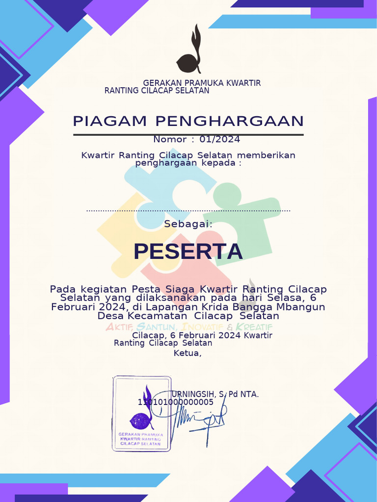 PIAGAM PESERTA PESTA SIAGA | PDF
