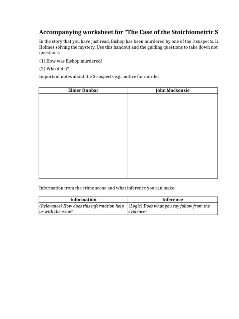 Sherlock Holmes Case Template - (Insert Class) - (Insert Group No.) | PDF