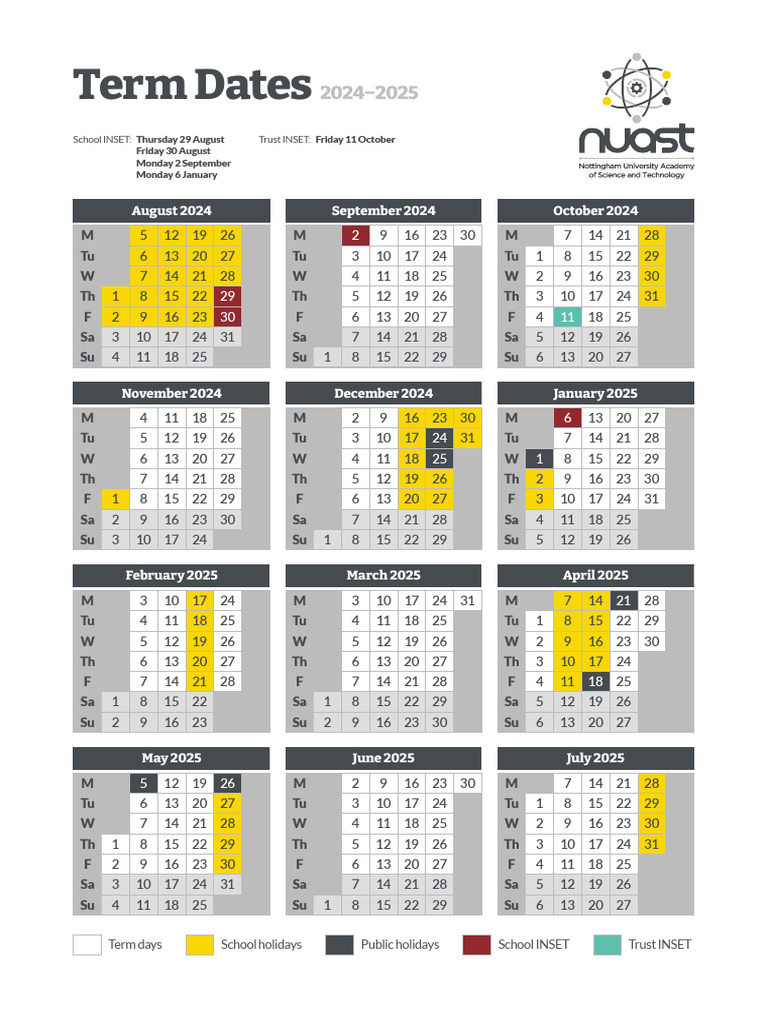 NUAST Term Dates 2024-2025 | PDF | Holidays | Observances
