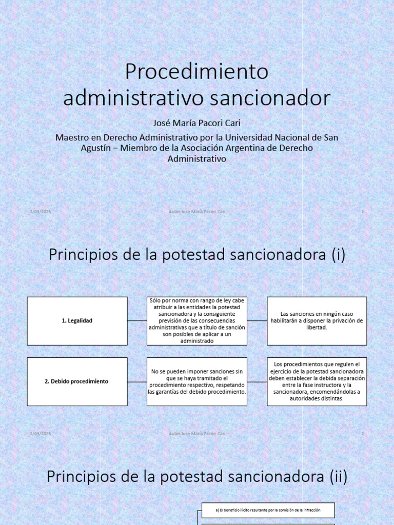 Análisis Procedimiento Administrativo Sancionador - Diapositivas - Autor José María Pacori Cari ...