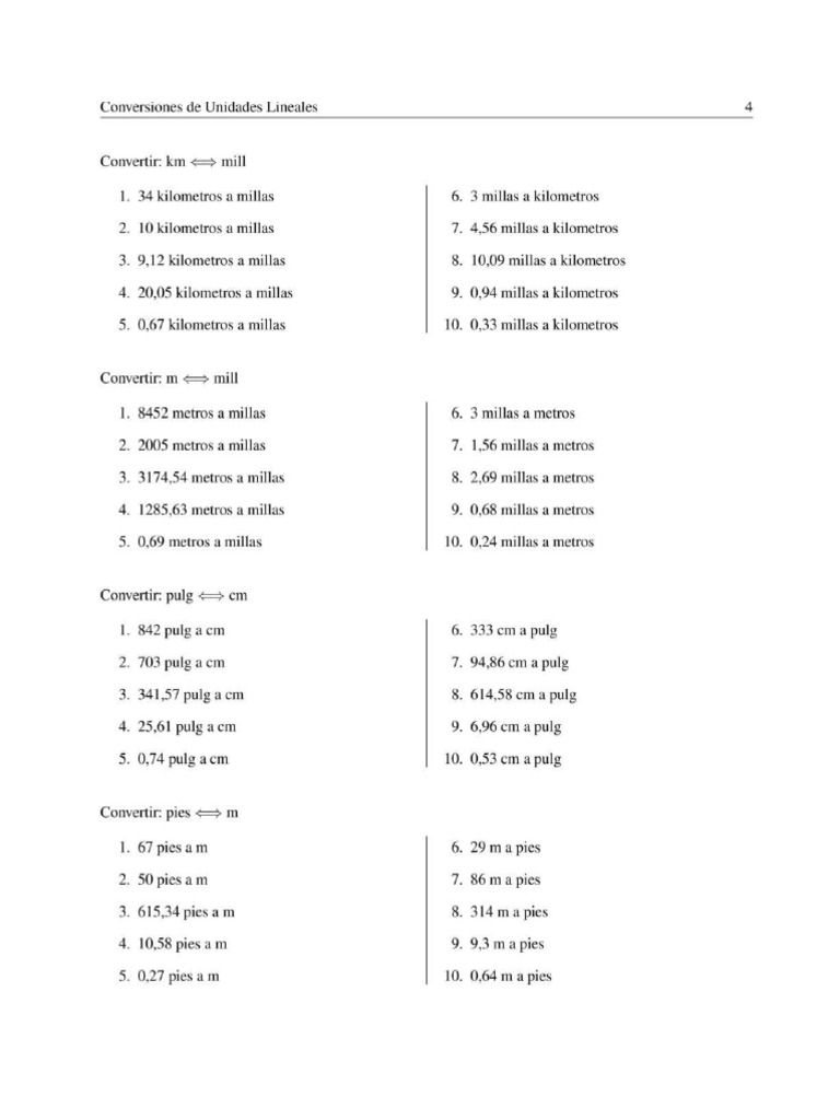 Ejercicios de Conversion | PDF