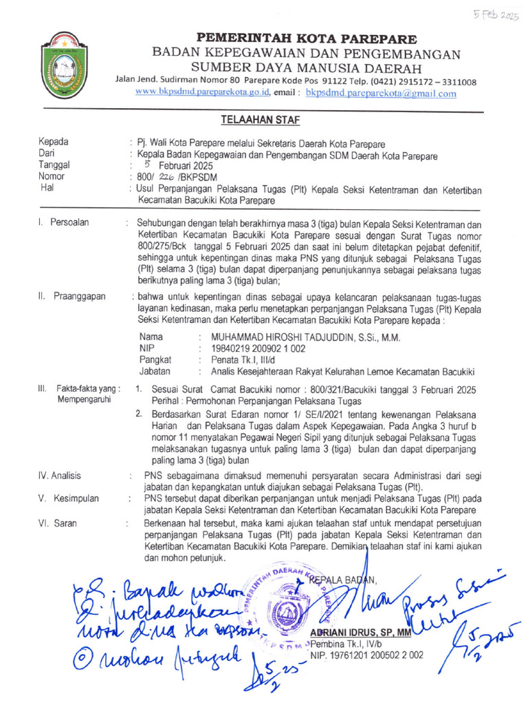 Surat Tugas PLH Di Pemda | PDF