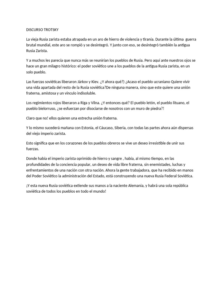 Discurso Trotsk | PDF