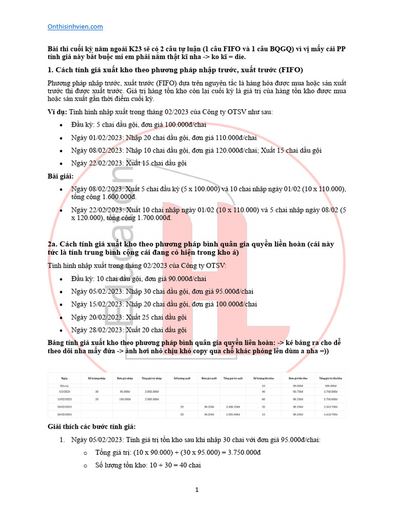 3 PP Tính Giá Hàng T N Kho K24 NLKT | PDF