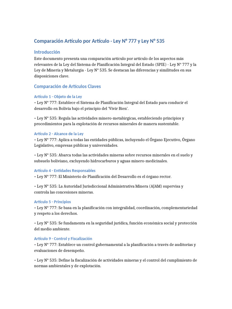 Comparación Artículos Ley 777 Ley 535 | PDF