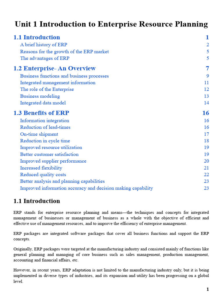 Introduction to Enterprise Resource Planning | PDF | Enterprise Resource Planning | Business Process