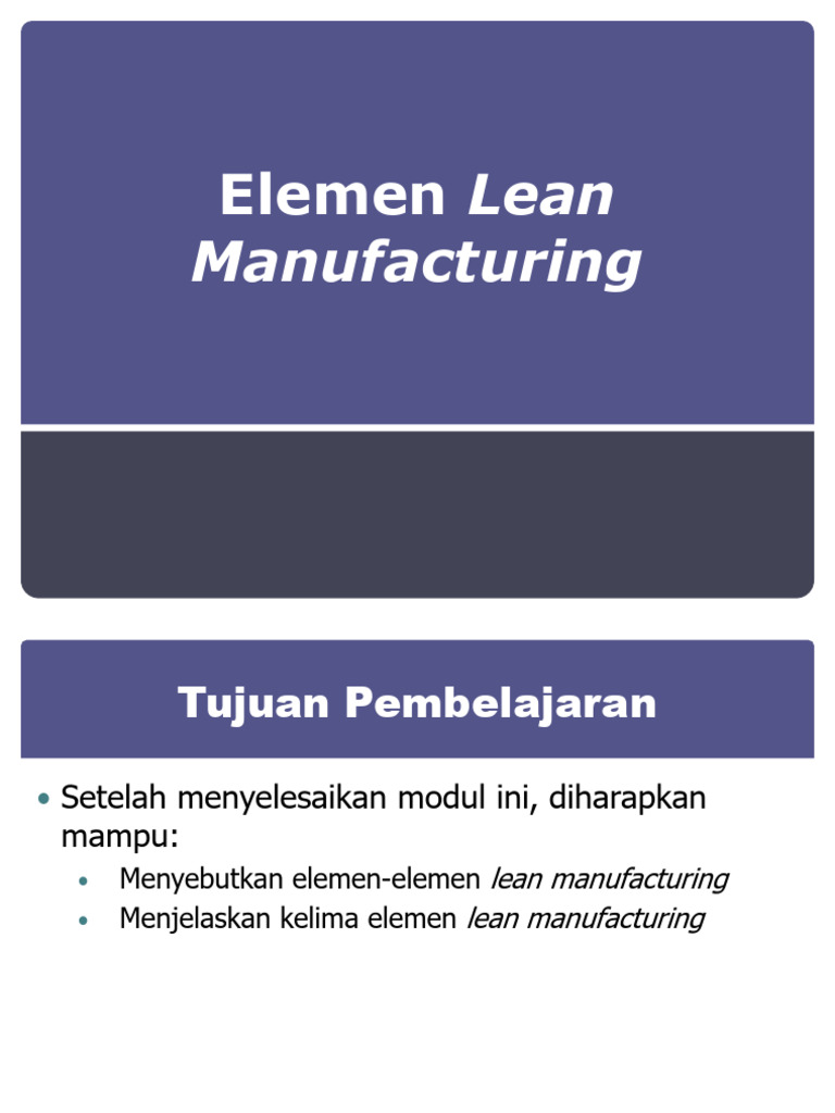 Lima Elemen Kunci Lean Manufacturing | PDF