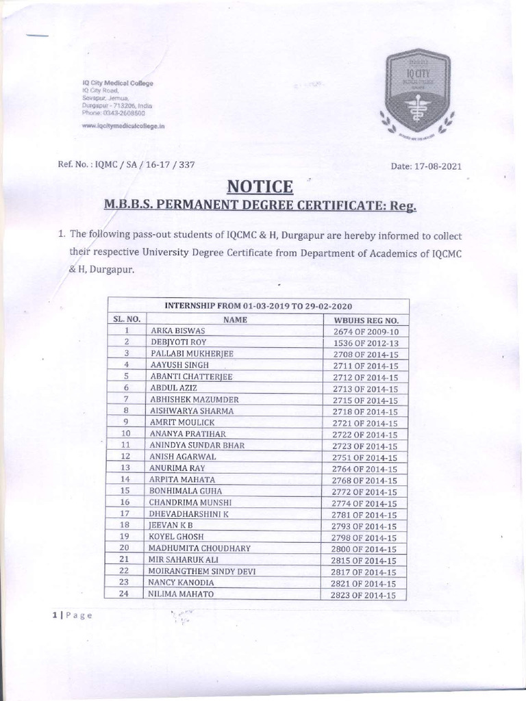 MBBS-Permanent-Degree-Certificate-regarding | PDF