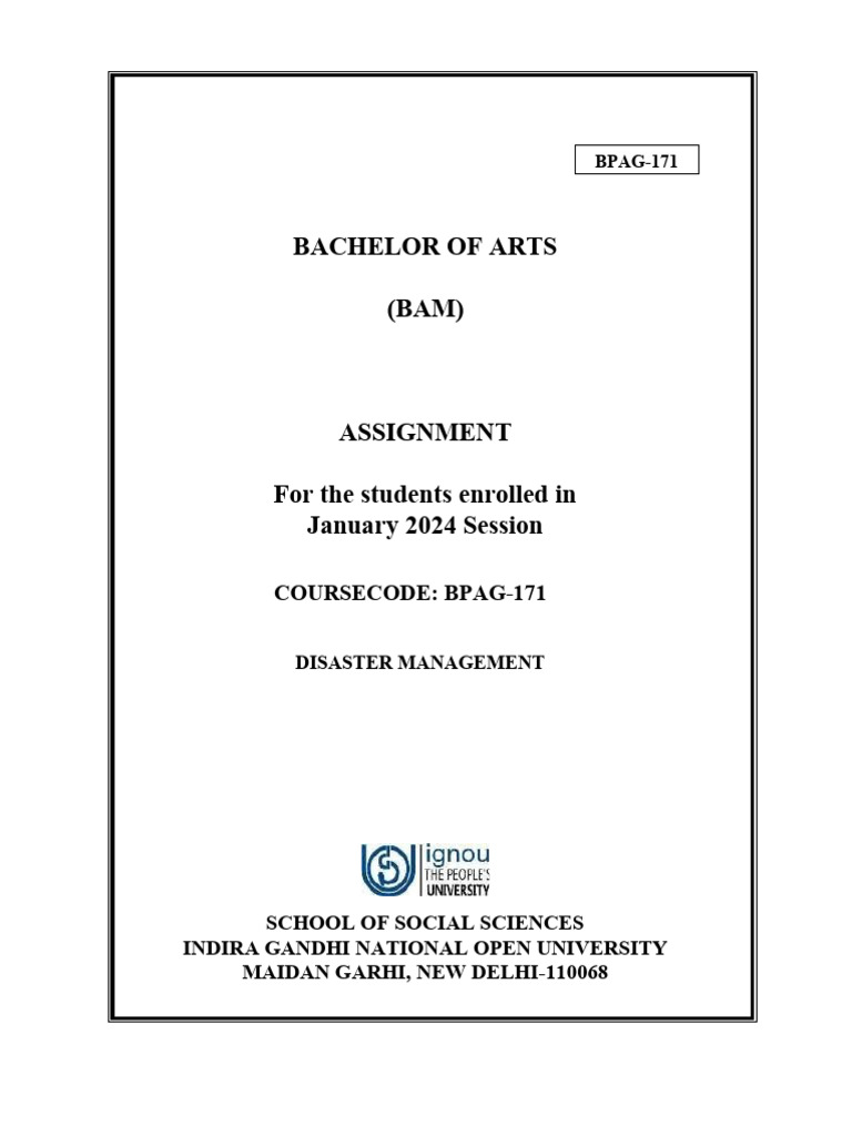 Assignment of BPAG 171 Jan 2024 | PDF | Question | Cognition