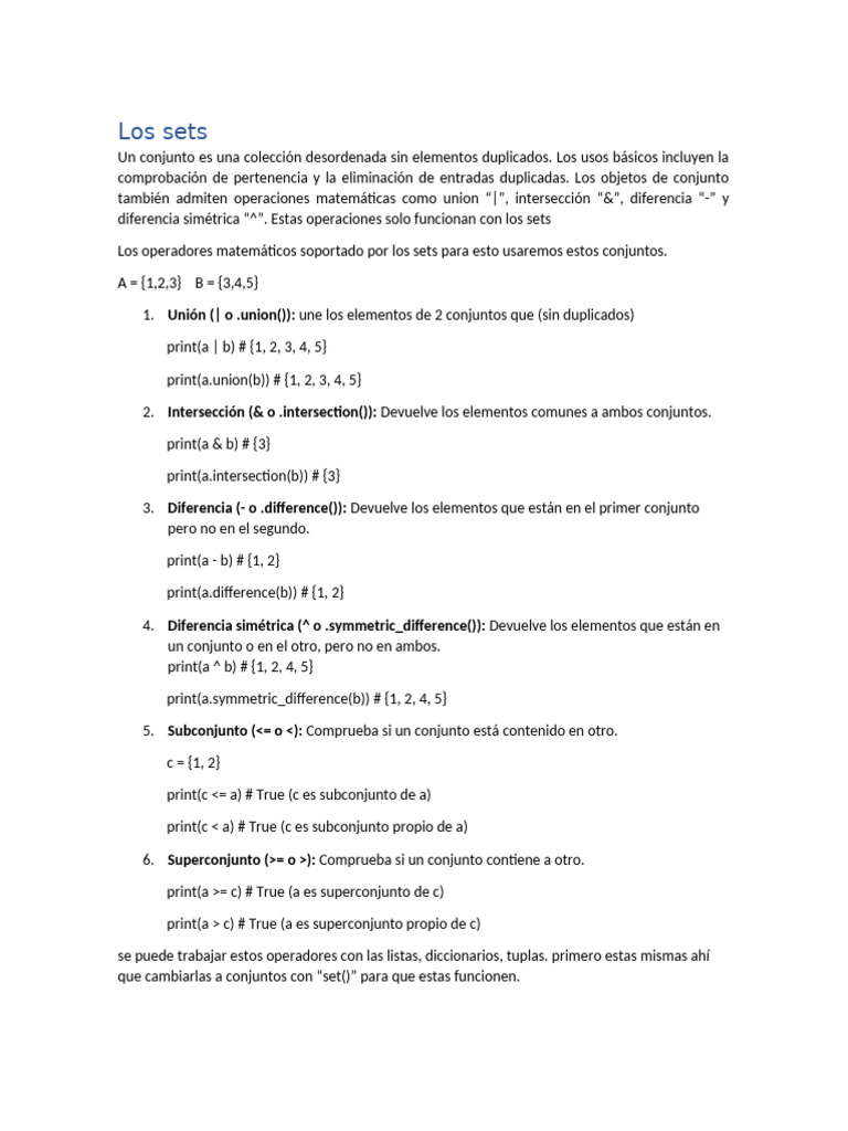 sets en python | PDF