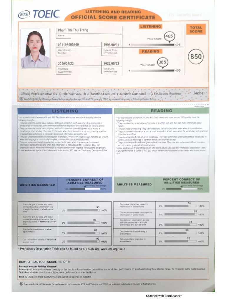 toeic certificate | PDF