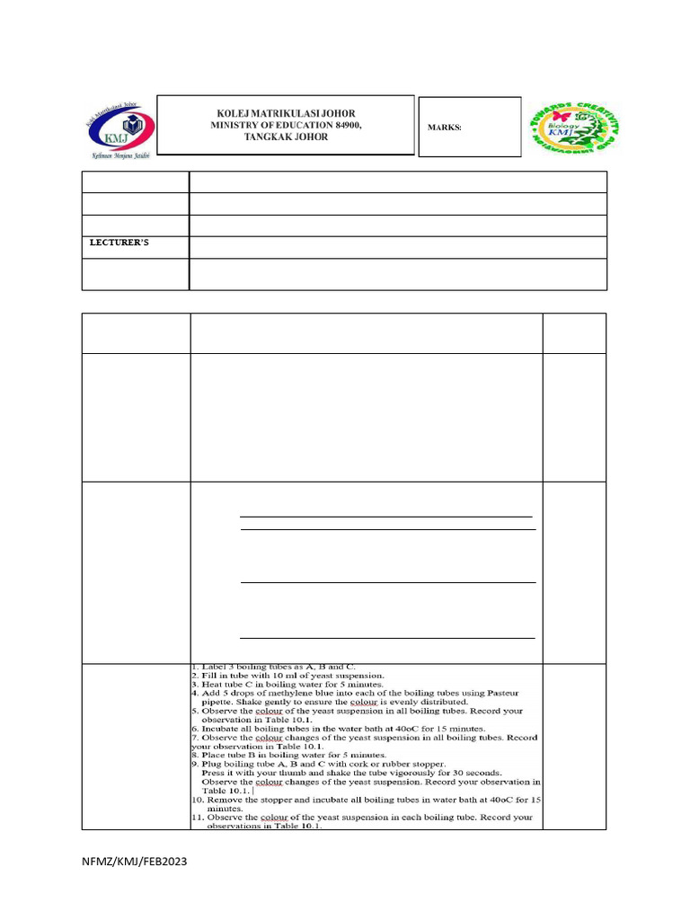 Lab Report Exp 10 Student | PDF | Redox | Biochemistry
