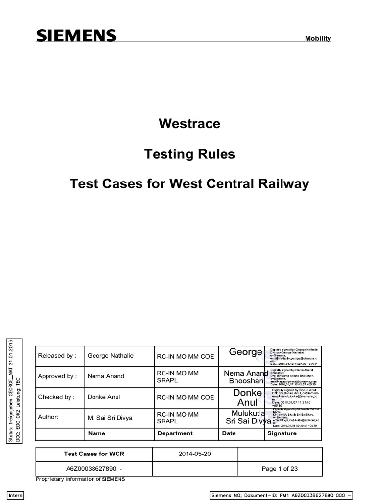 WCR Testcases | PDF