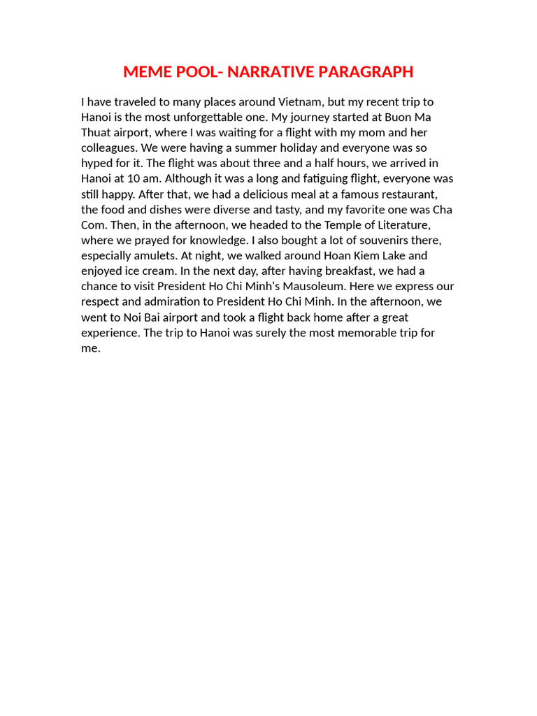 Narrative Paragraph | PDF