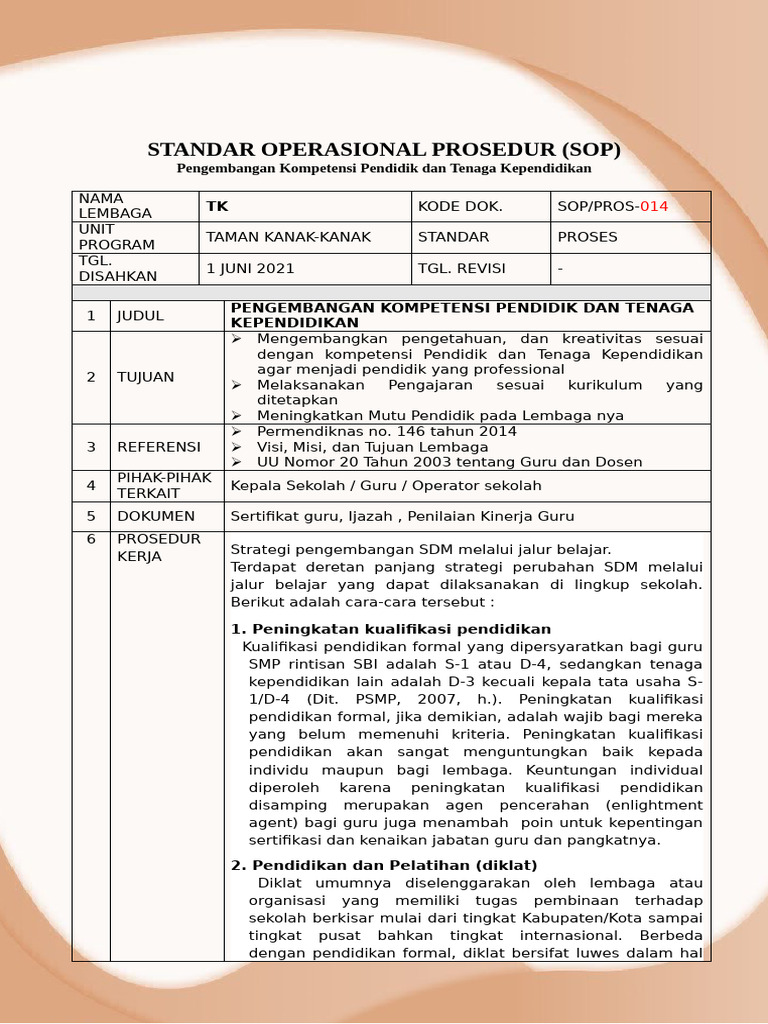 SOP GTK MERDEKA | PDF