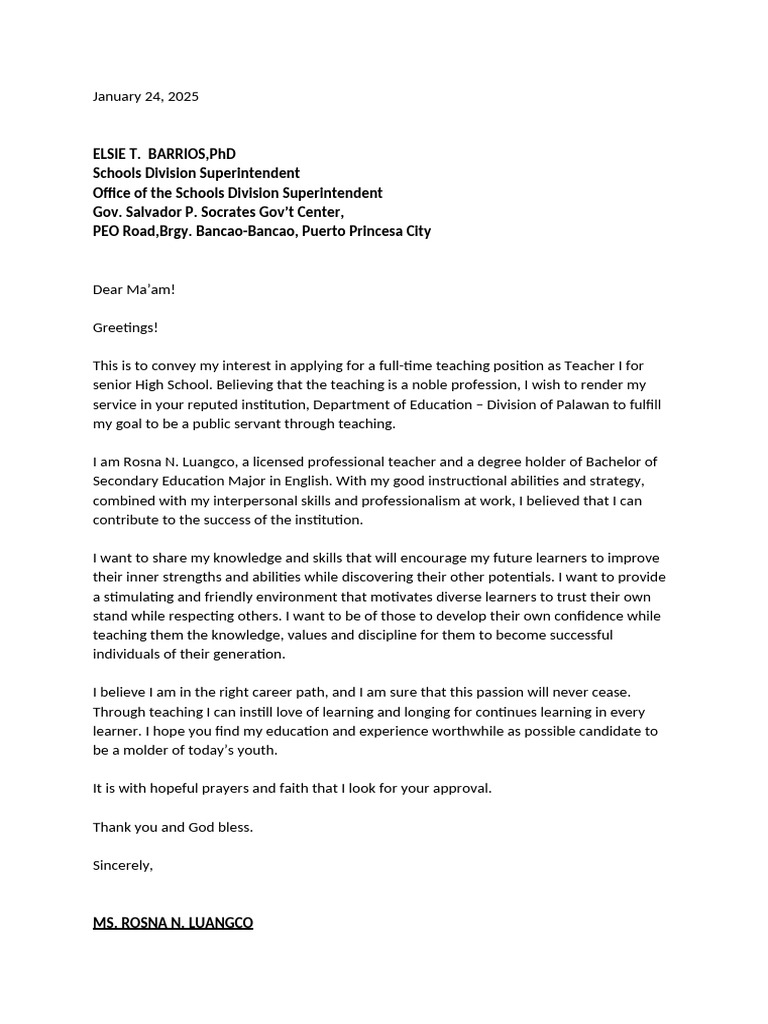 LETTER-OF-INTENT for teacher 1 | PDF