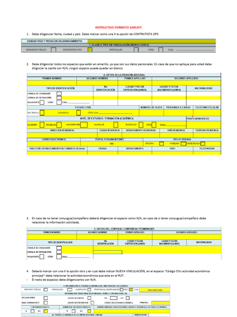 Guia para Diligenciar Formulario para El Conocimiento Del Cliente o Contraparte Persona Natural ...