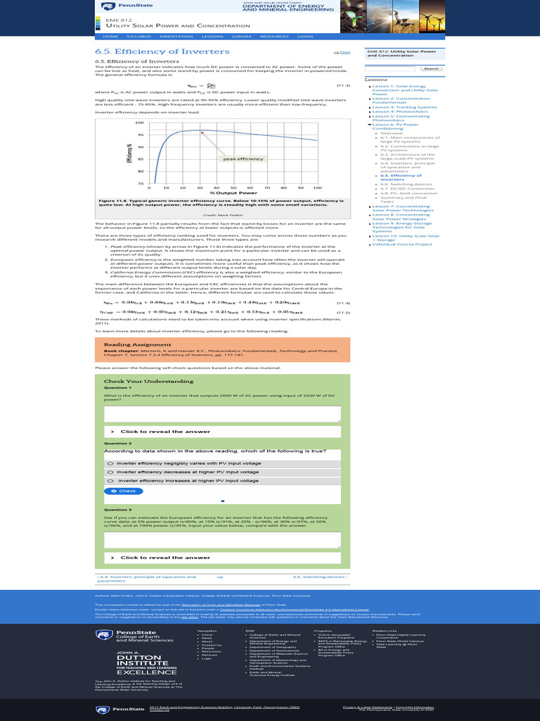 6.5. Efficiency of Inverters - EME 812 - Utility Solar Power and ...