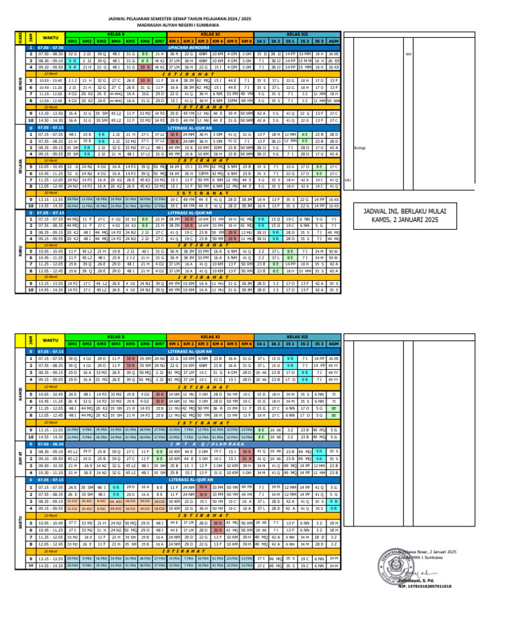 Jadwal KBM Semester Genap TP 2024-2025 | PDF | Abrahamic Religions | Semitic Words And Phrases