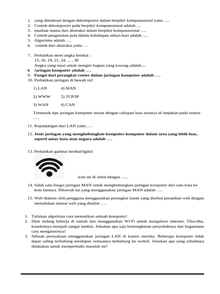 Latihan Soal Asas Informatika | PDF