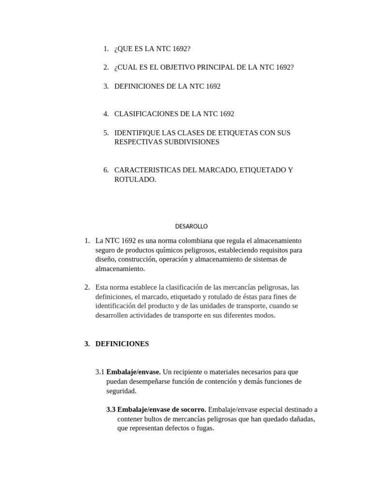 NTC 1692: Almacenamiento de Químicos Peligrosos | PDF | Sustancias ...