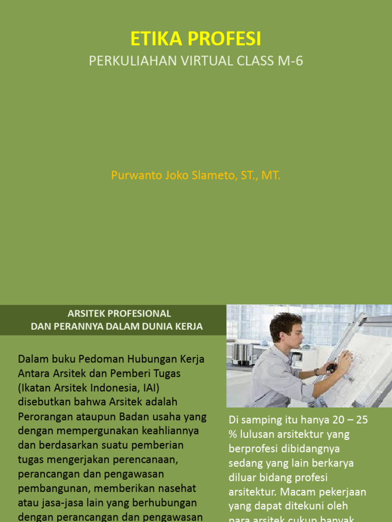 M-6 Arsitek Profesional Dan Perannya Dalam Dunia Kerja | PDF