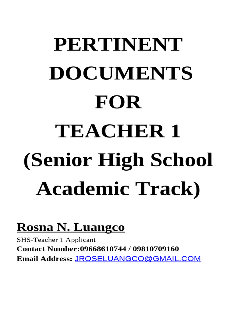 Teacher 1 Application Documents Checklist | PDF