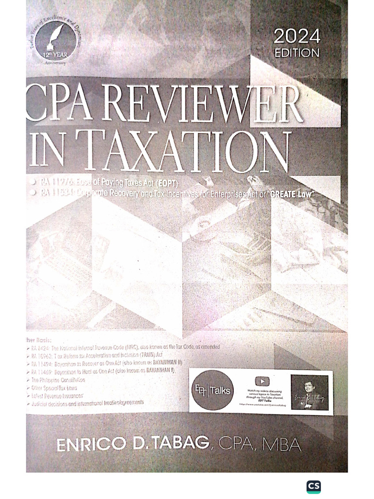 Cpa Reviewer in Taxation 2024 by Tabag | PDF
