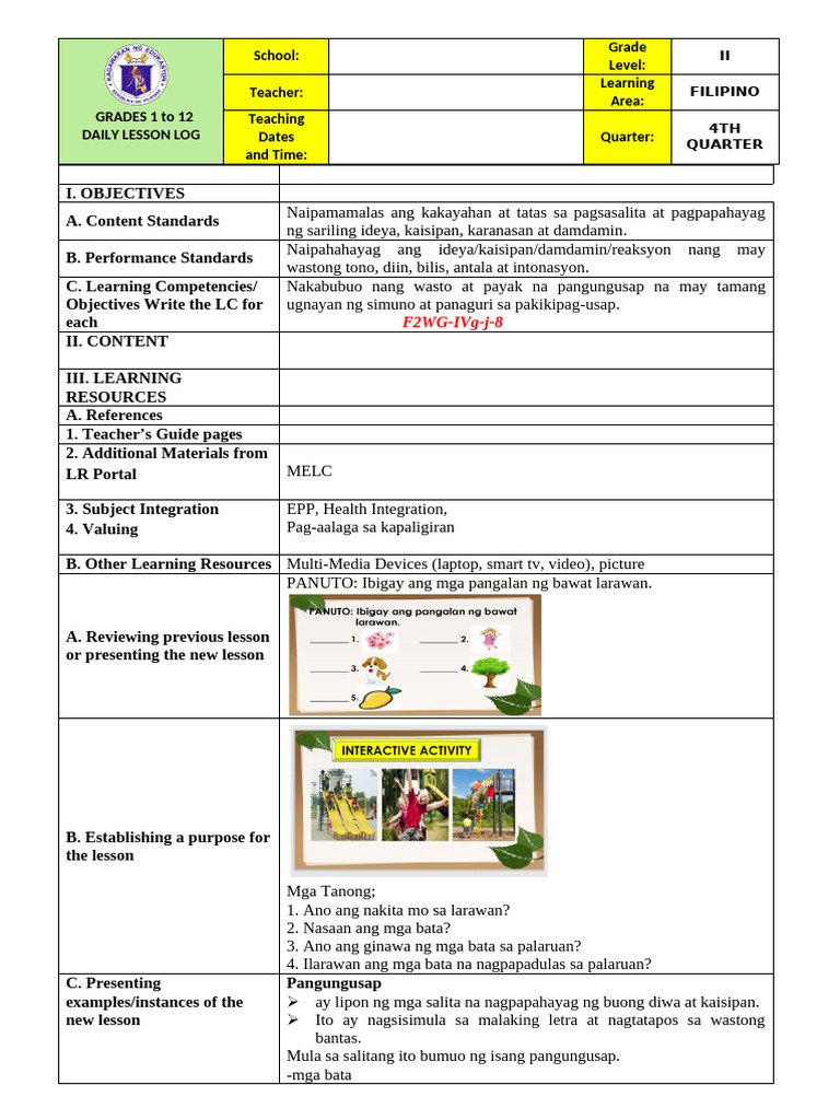LP - GR2 - Q4 - FILIPINO - Abg | PDF