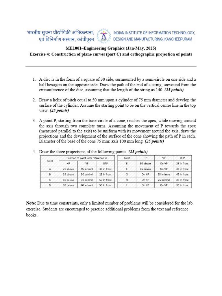 Engineering Graphics: Plane Curves & Projections | PDF