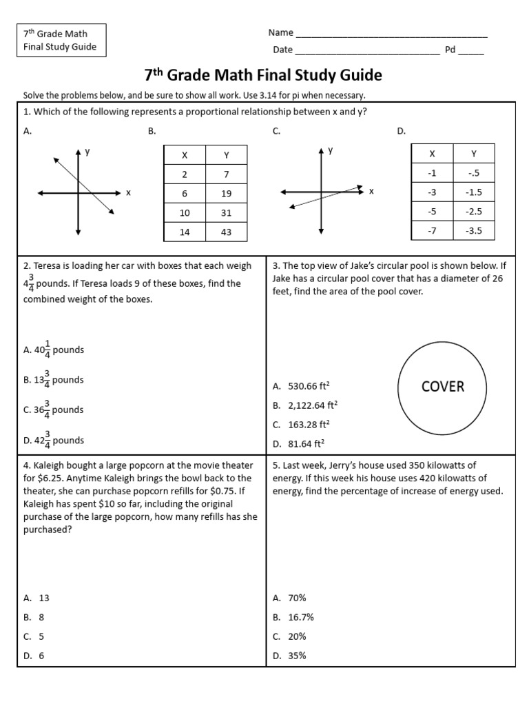 7th Grade Final Study Guide | PDF