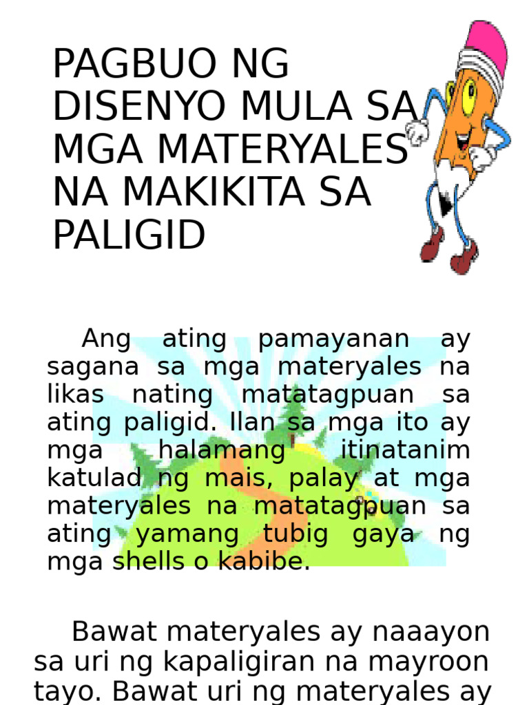 Pagbuo NG Disenyo Mula Sa Mga Materyales Na | PDF