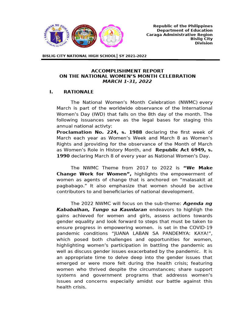 Accomplishment Report Womens2022 | PDF | Empowerment