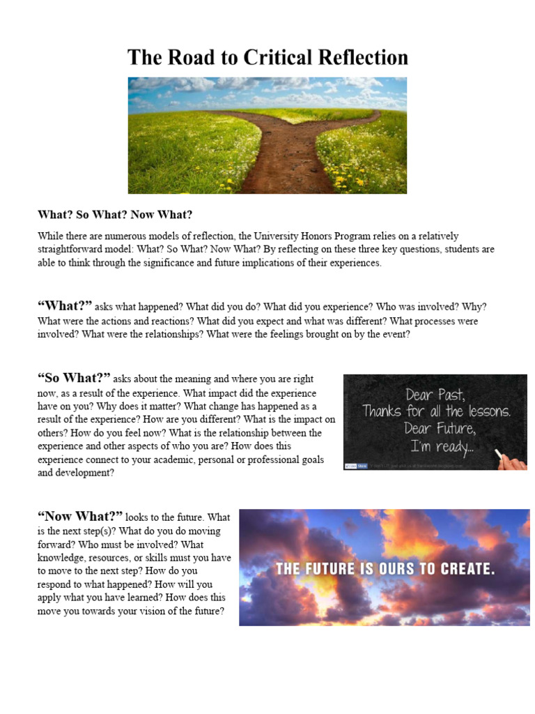 What? So What? Now What? Reflection Model | PDF