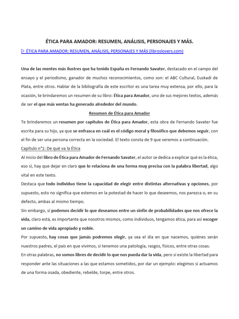 Resumen de Ética para Amador | PDF | Moralidad | Placer