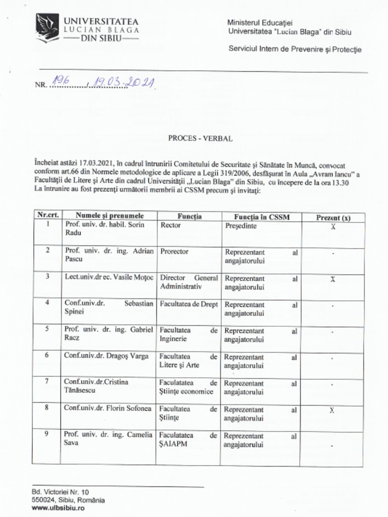 Proces verbal SSM | PDF