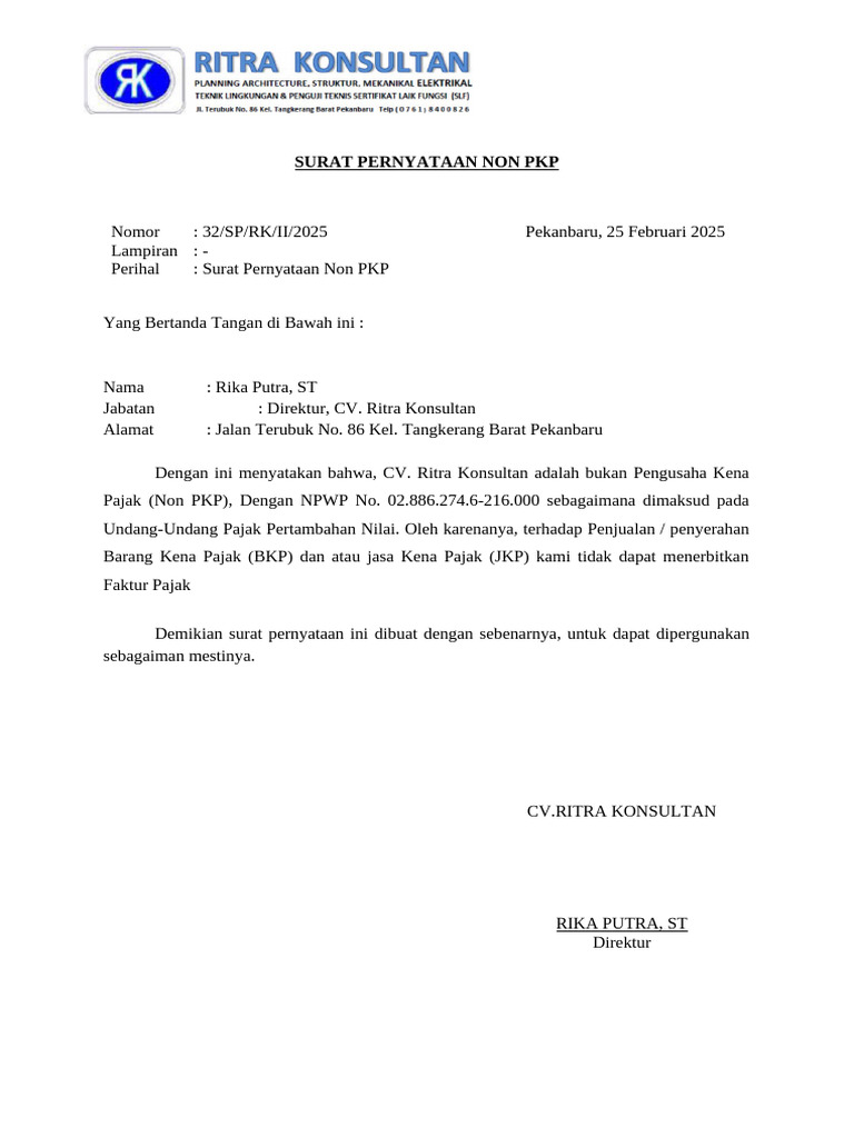 Surat Non PKP | PDF