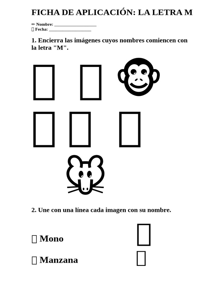 Ficha Aprendo A Leer Con La Letra M 5 Años | PDF
