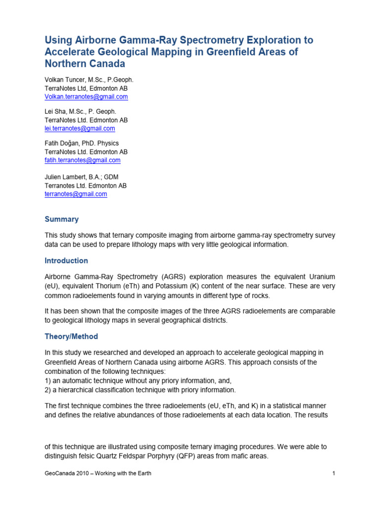 0342 GC2010 Using Airborne Gamma-Ray Spectromet | PDF | Earth Sciences ...